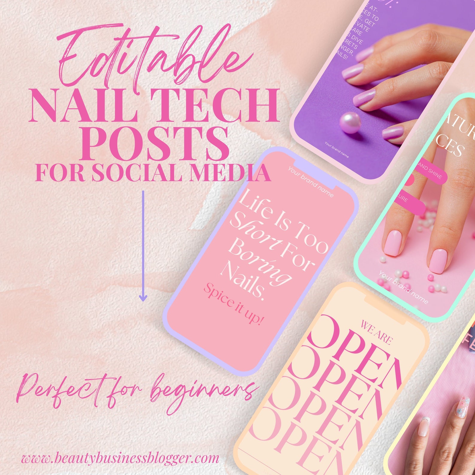 Nail Tech Social Media Instagram Posts: Branding for Nail Technicians ...