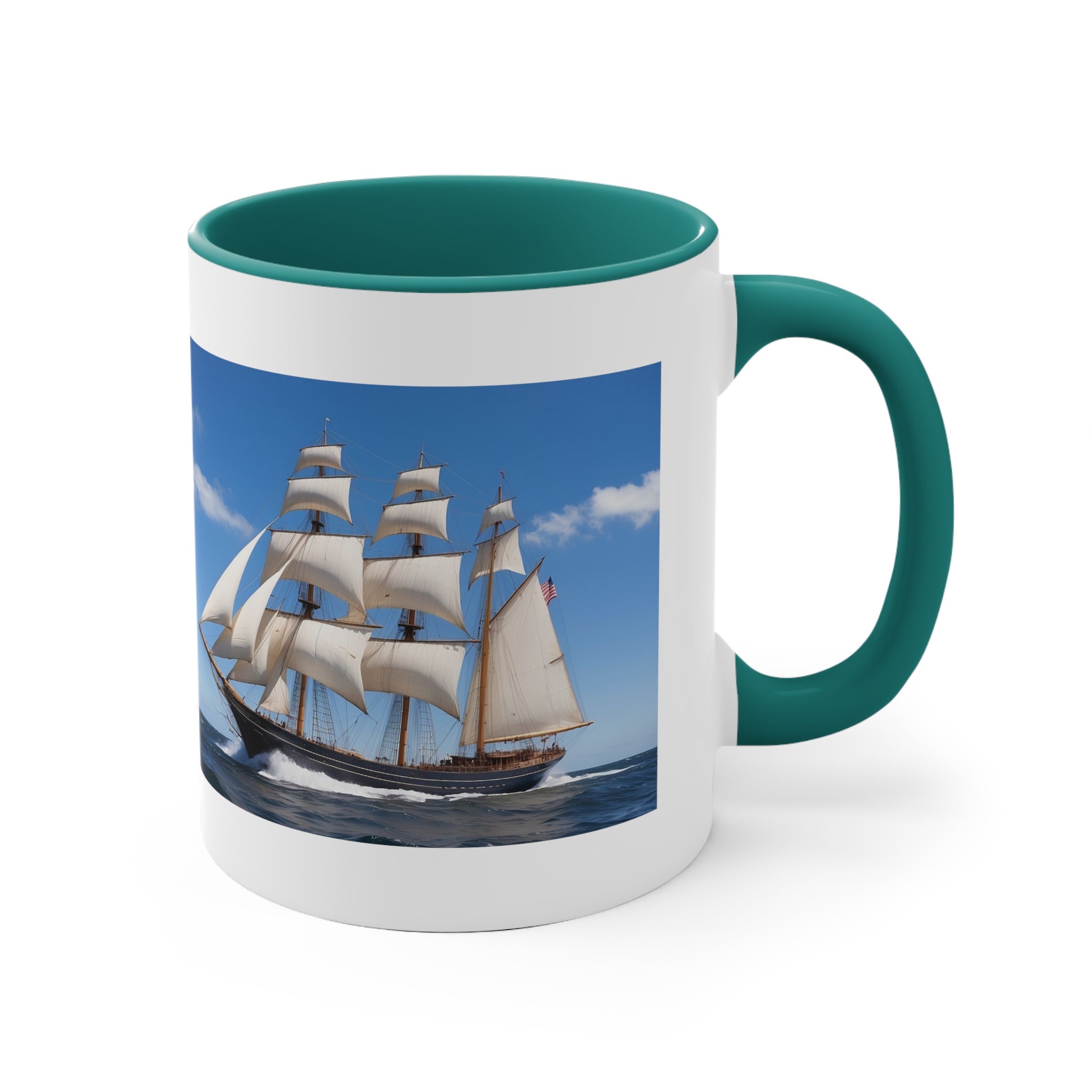 3 Masted Schooner and Anchor. Ceramic Mug, 11oz - Etsy