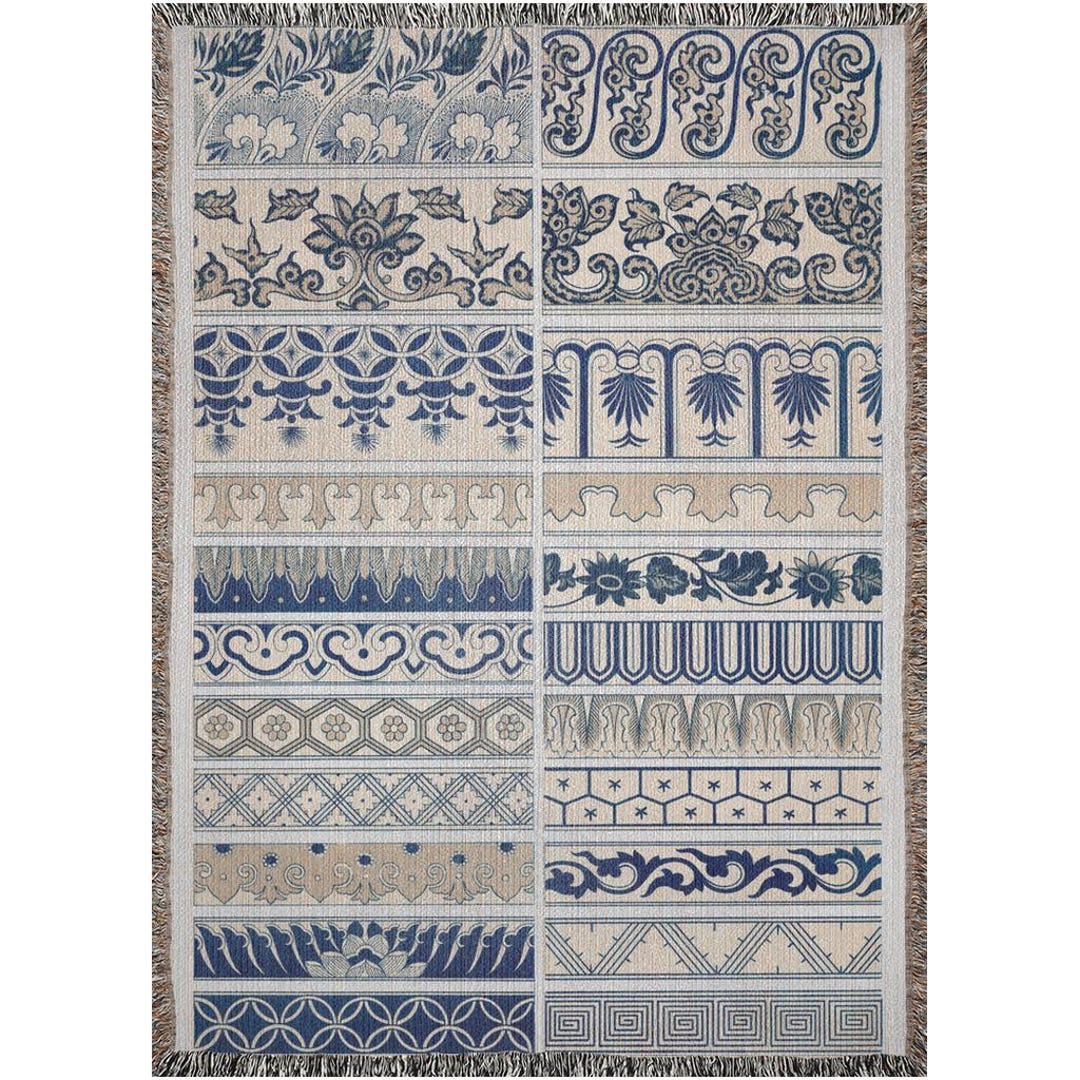 Chinese Ornament Woven Throw Blankets 100% Cotton Yarn Couch Throw ...