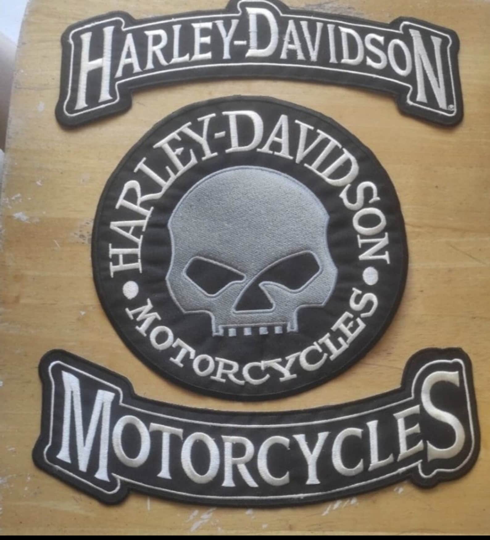Harley Willie Rockers Grey Skull Embroidery Patch Biker Motorcycle ...
