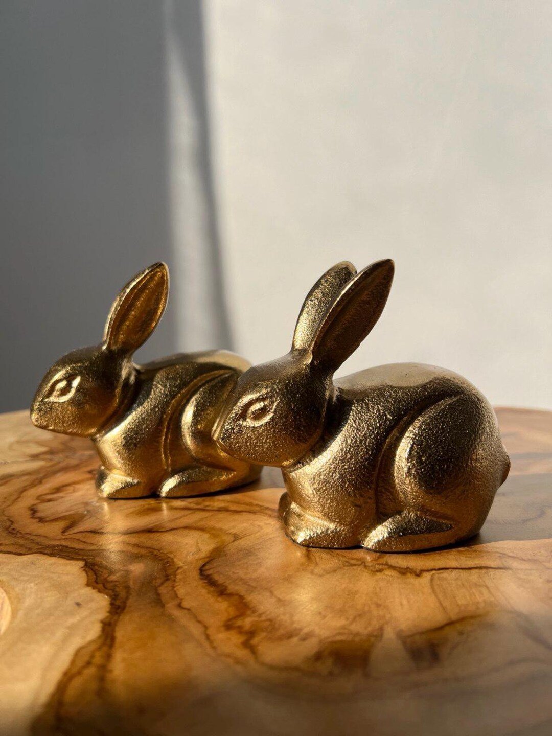 Bunny Set of 2 Rabbits Metal Gold Table Decoration Decoration Easter ...