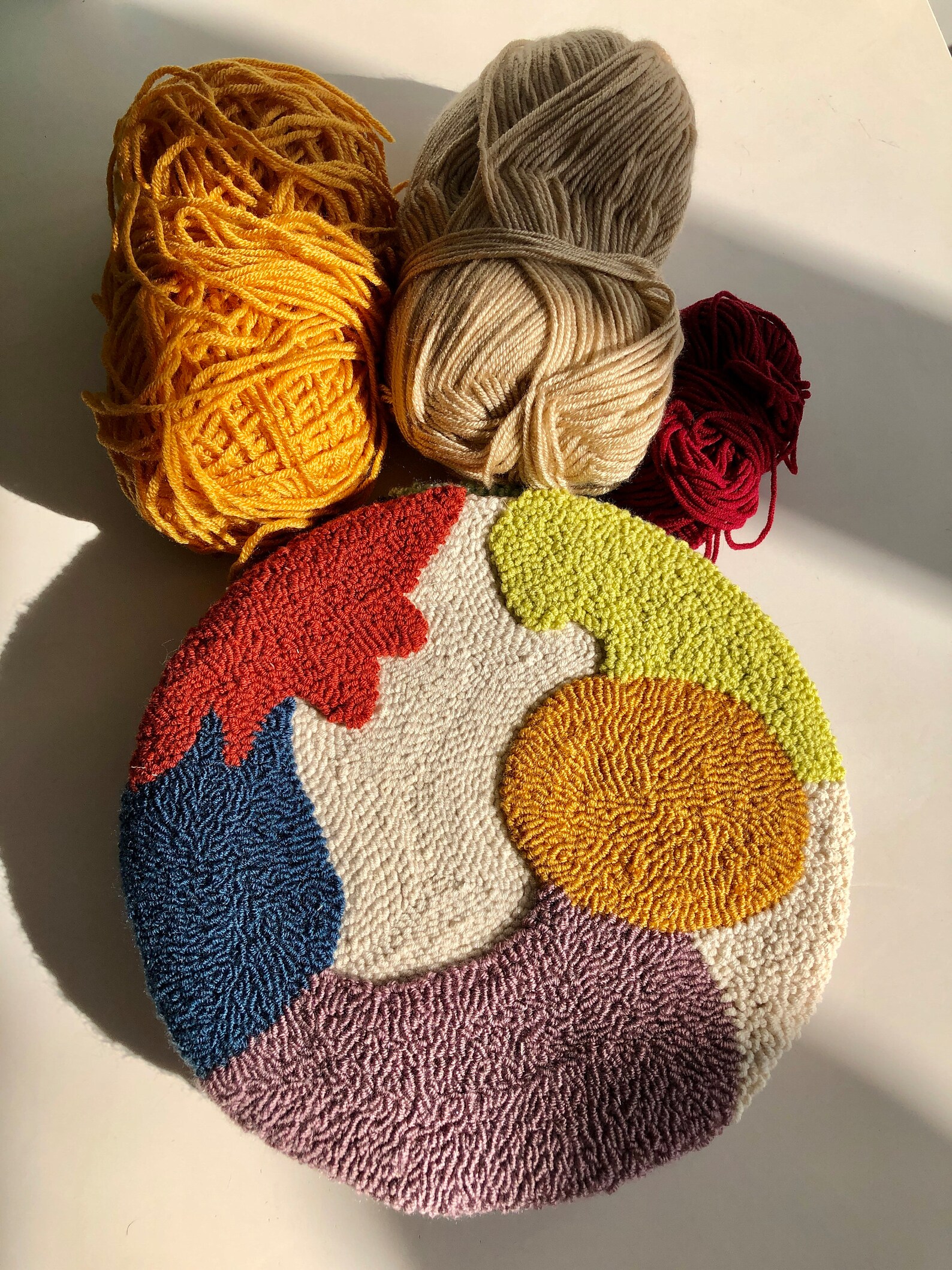 Abstract Punch Needle Wall Decor, Colorful Handmade Punch Needle Art ...