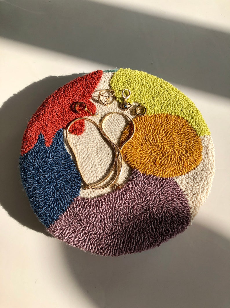 Abstract Punch Needle Wall Decor, Colorful Handmade Punch Needle Art ...