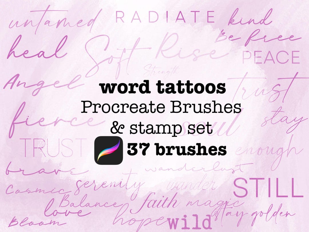 Tattoo Flash Word Stamp Set for Procreate – 37 Clean, Minimal Brushes ...