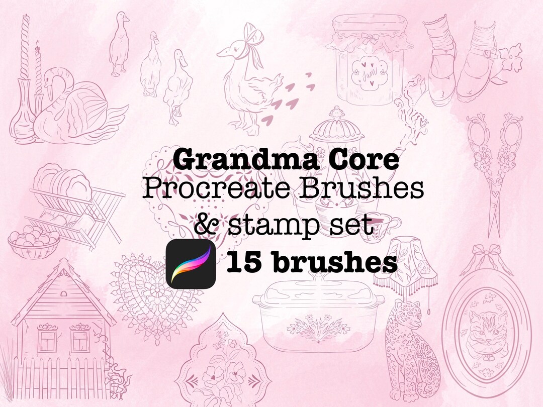 Grandma Core Procreate Brush & Stamp Set | 15 Cozy Brushes for Digital ...
