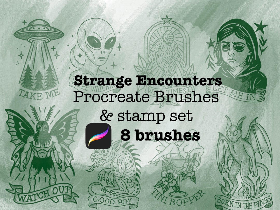 Strange Encounters – Procreate Brush & Stamp Set (8 Brushes) Digital ...