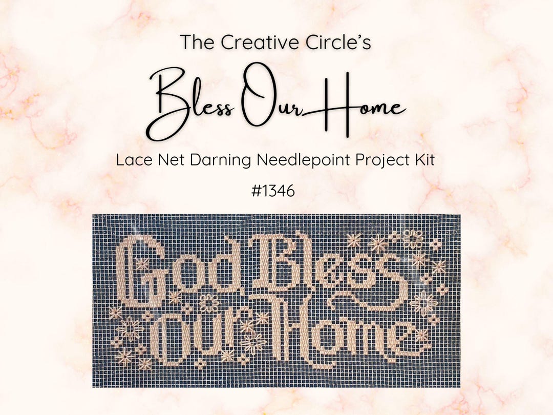Bless Our Home, Lace Net Darning Needlepoint Embroidery Wall Art by ...