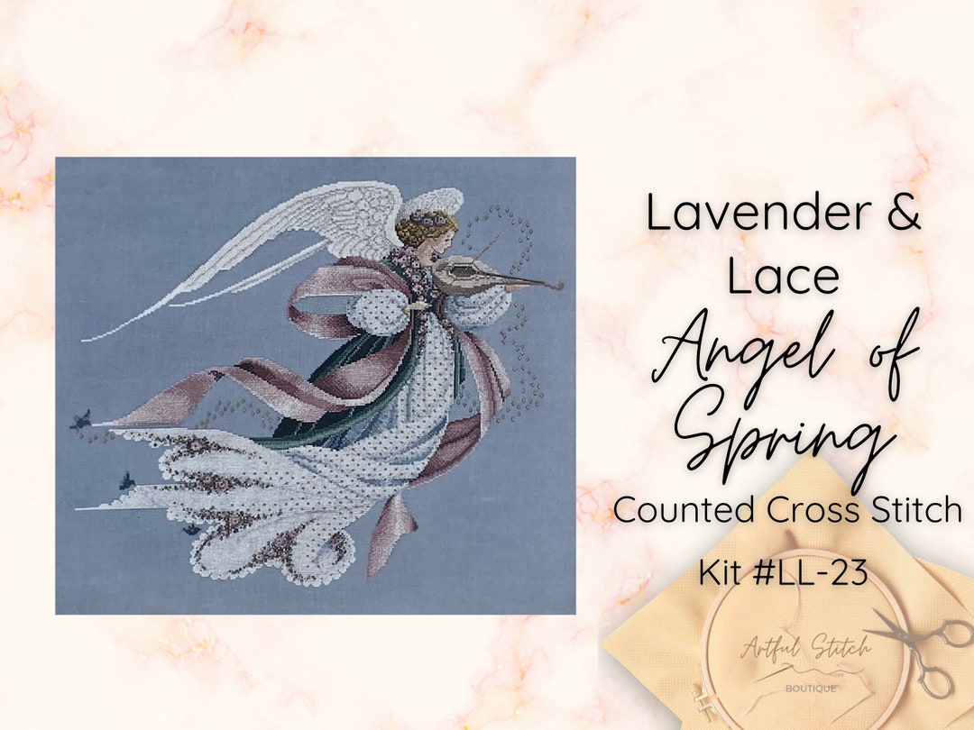 Lavender and Lace Angel of Spring Counted Cross Stitch Embroidery Kit ...