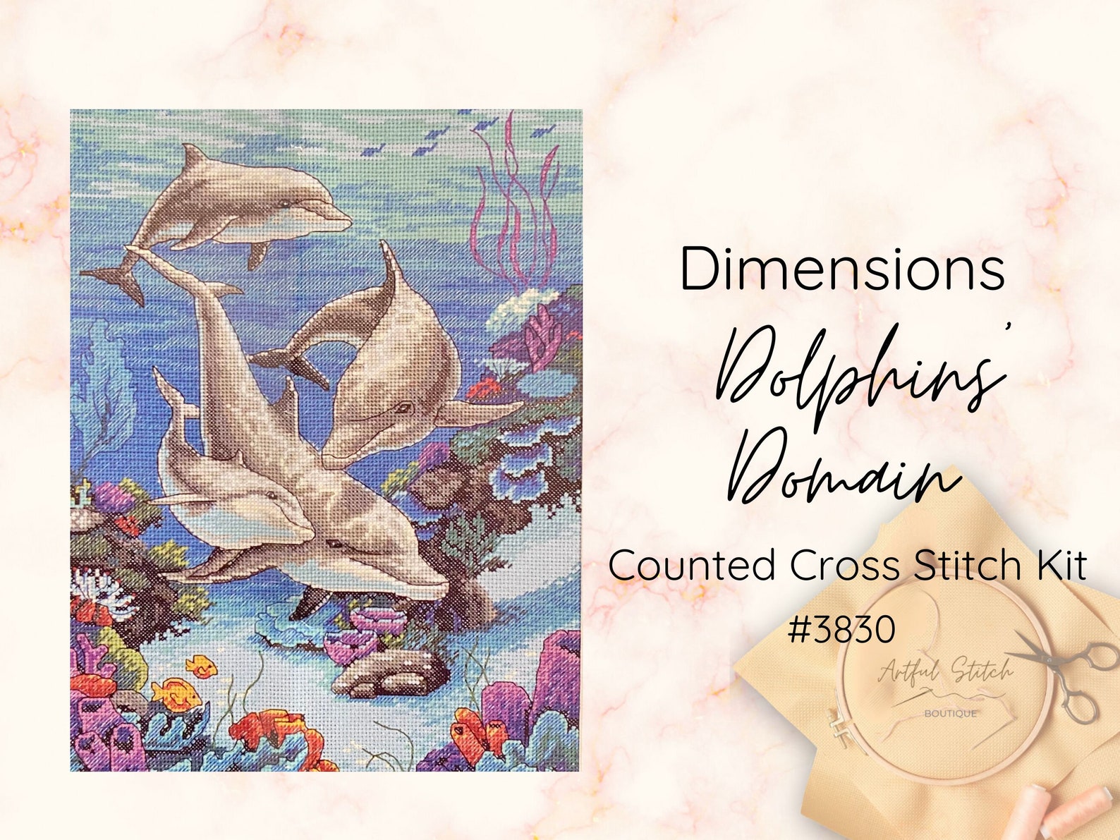 The Dolphin’s Domain, Dimensions Vintage Counted Cross Stitch Kit by ...