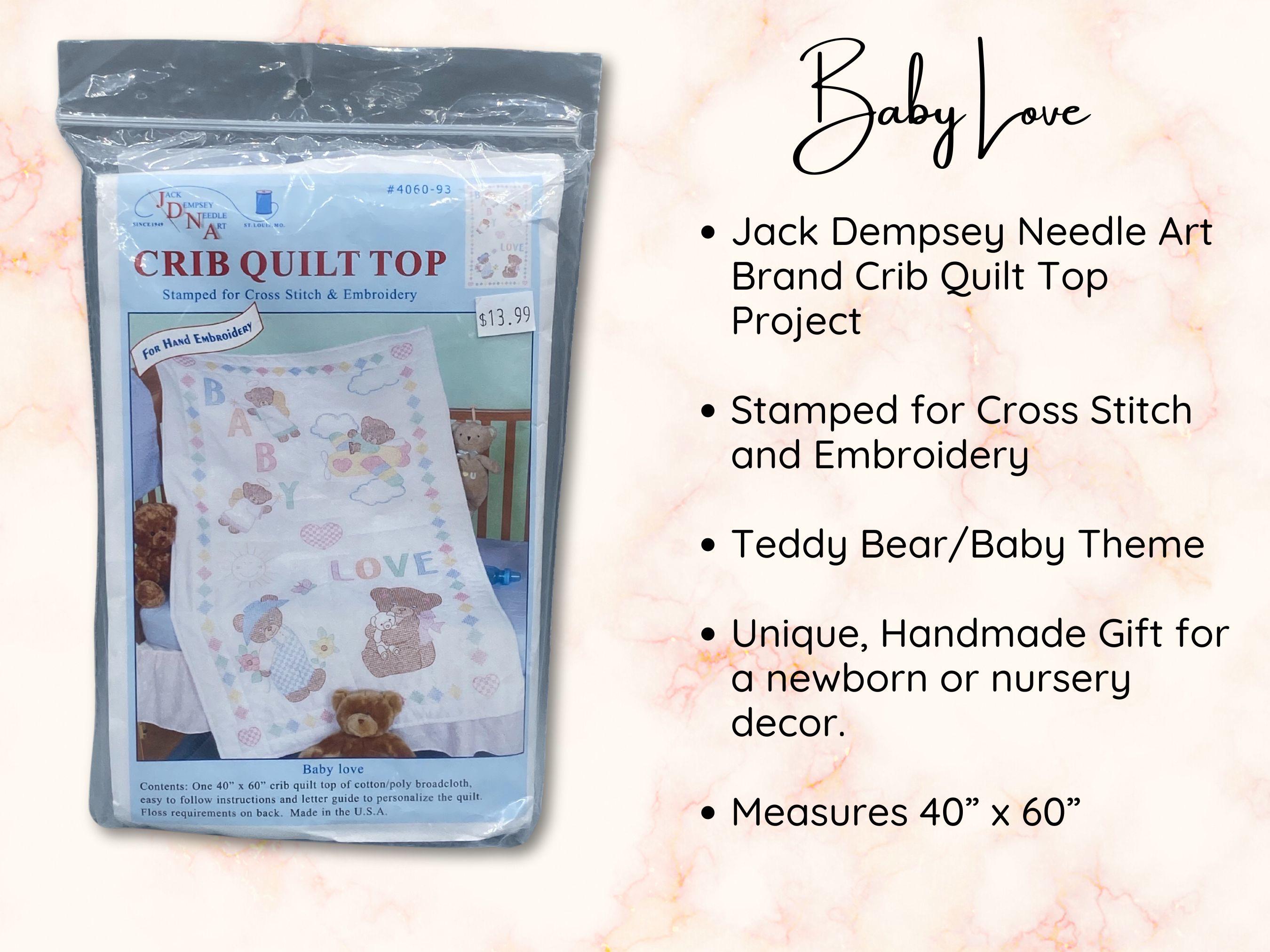 Baby Love, Stamped for Cross Stitch and Embroidery Crib Quilt Top From ...