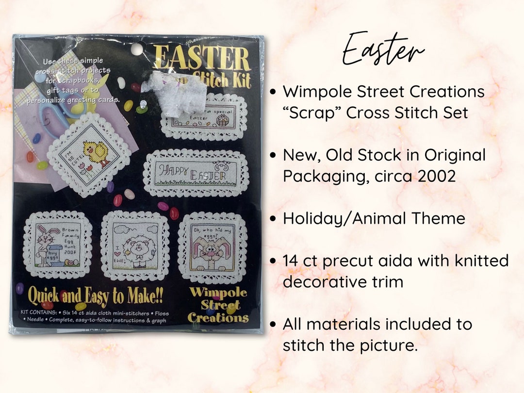 Easter Scrap Stitch Kit, Wimpole Street Creations, Vintage Counted ...