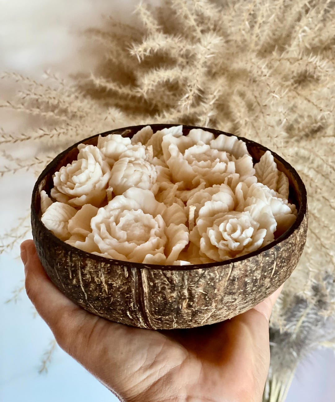 Coconut Scented Candle, Coconut Shell Candle in Coconut Shell, Eco ...