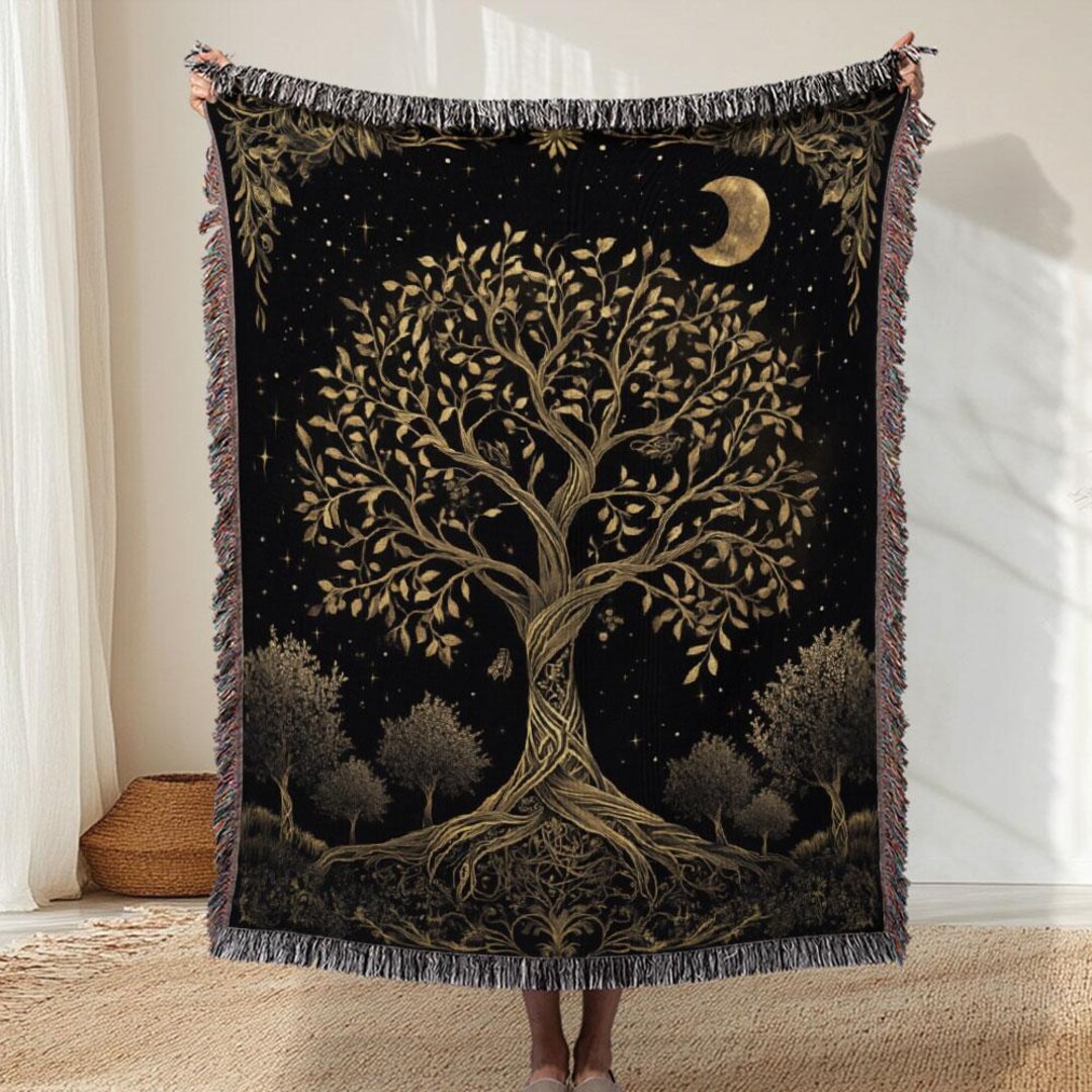 Mythical Yggdrasil Woven Throw Nordic Tree of Life Tapestry Enchanted ...