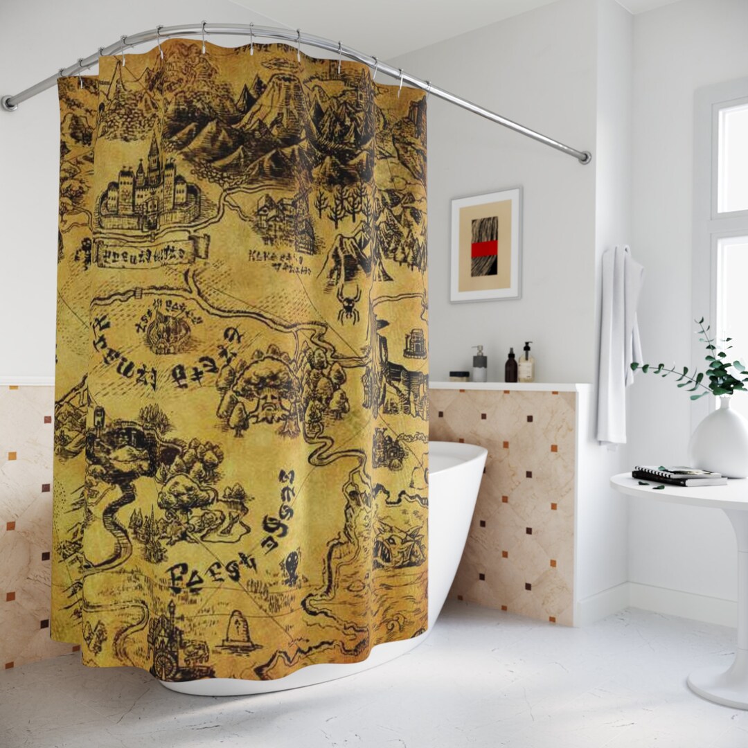 Shower Curtain Legend of Zelda Shower Curtain With Map Zelda Vintage ...