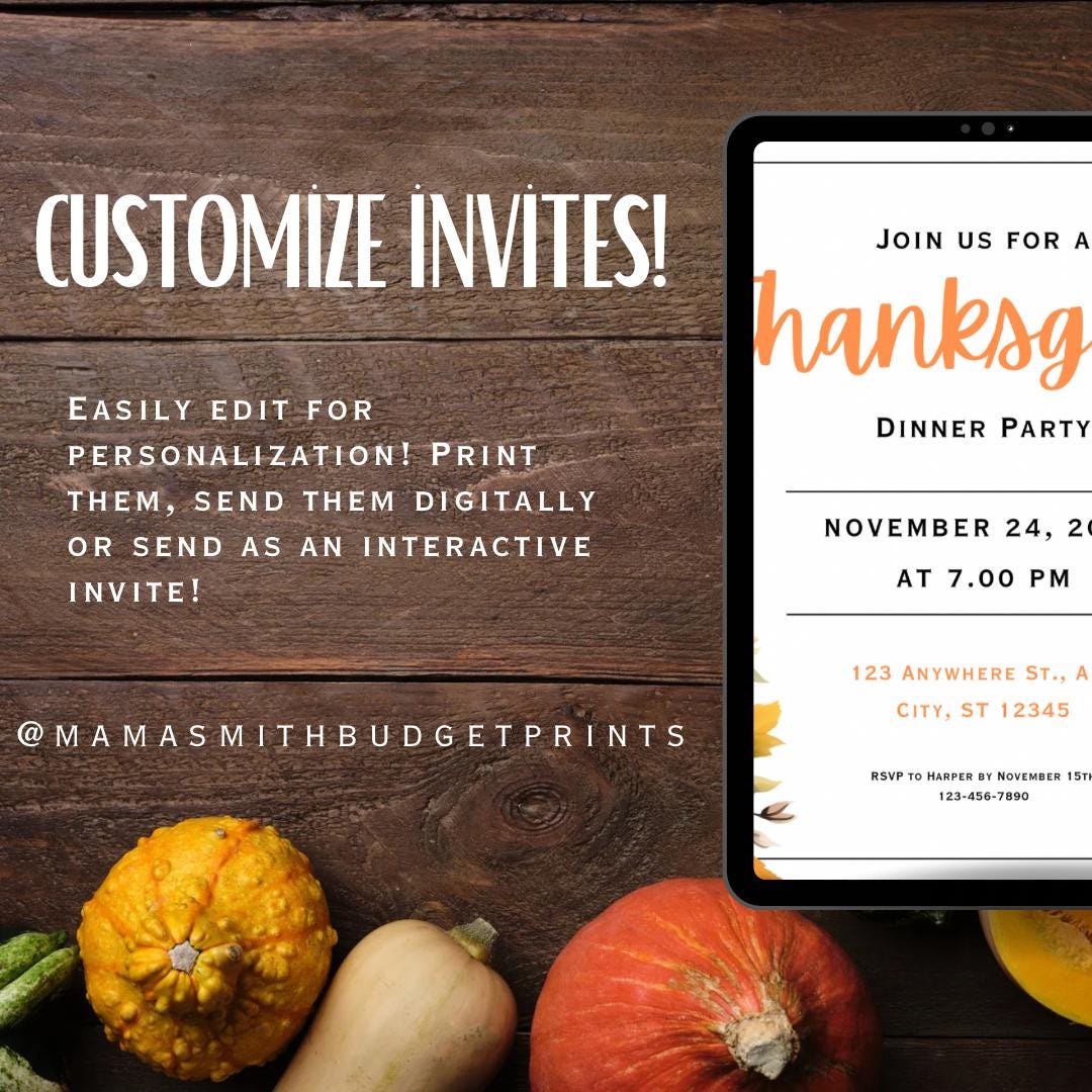 Editable Thanksgiving Invitation Printable Thanksgiving Invite Instant ...