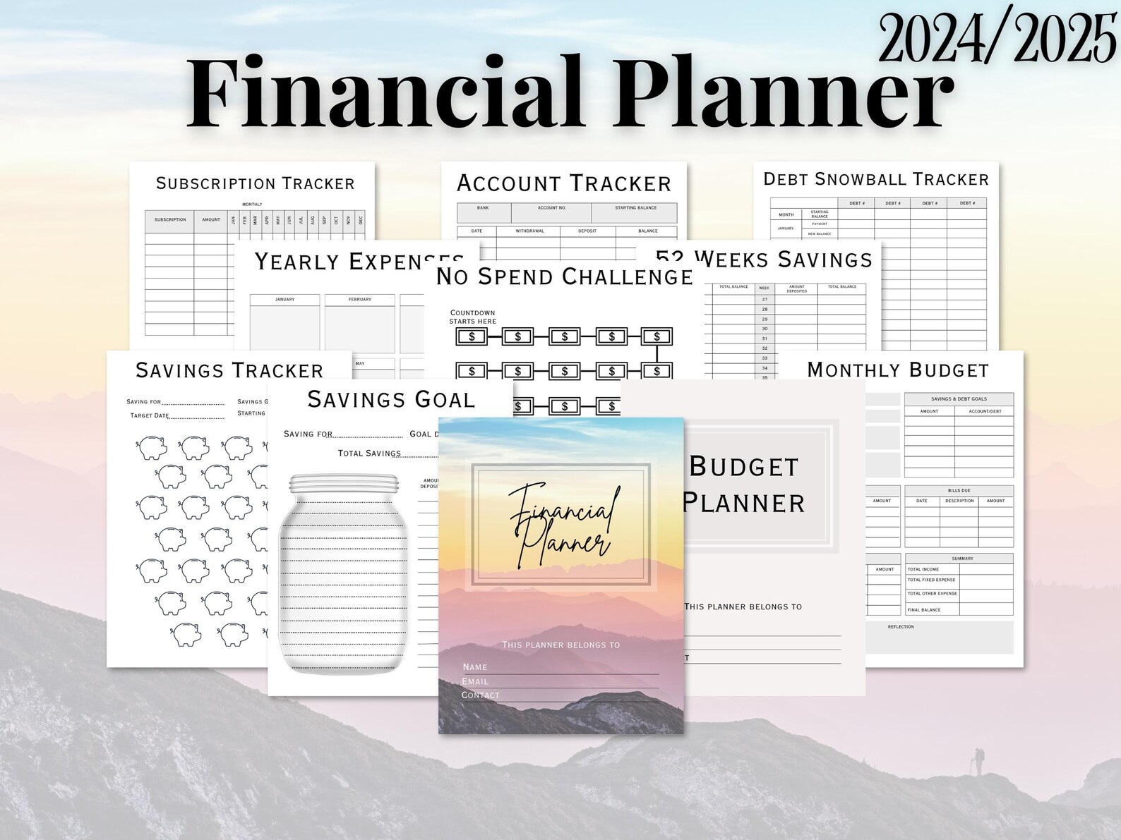 Editable Finance & Budget Tracker PDF - 30 Page Monthly Expense ...