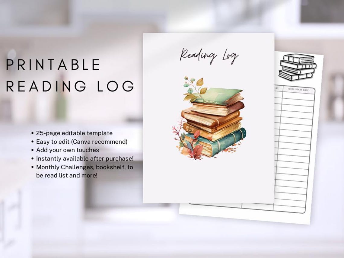 Printable Book Tracker and Reading Journal Book Log and Reading List ...