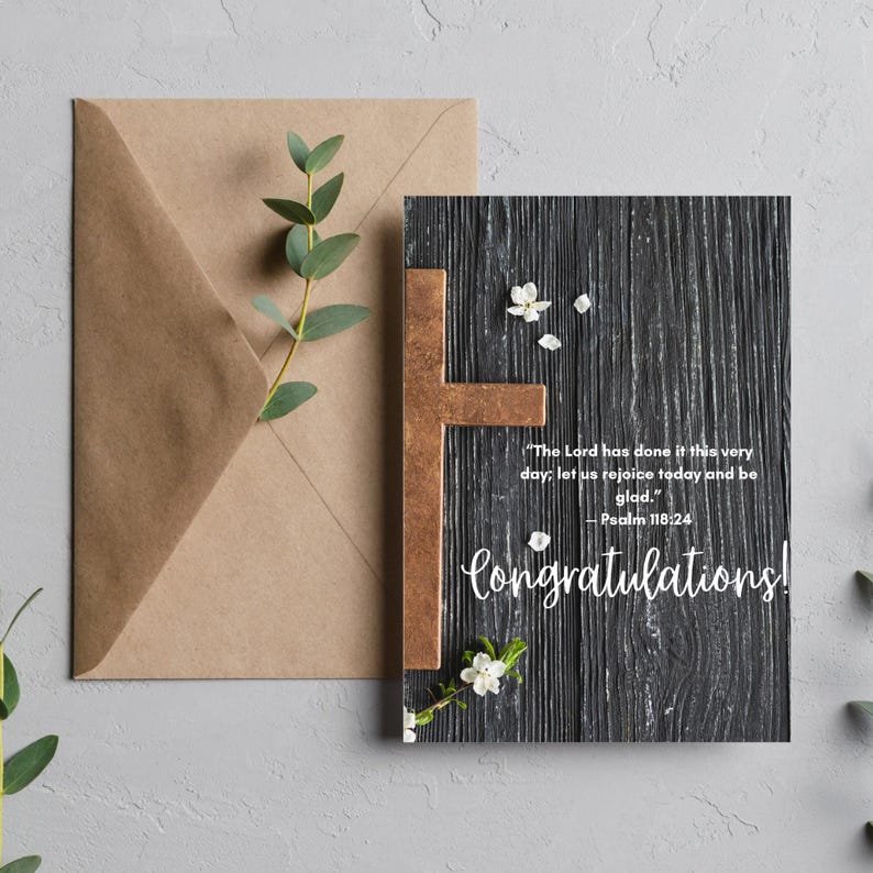 Congratulations Card With Bible Verse Psalm 118:24 Religious Printable ...