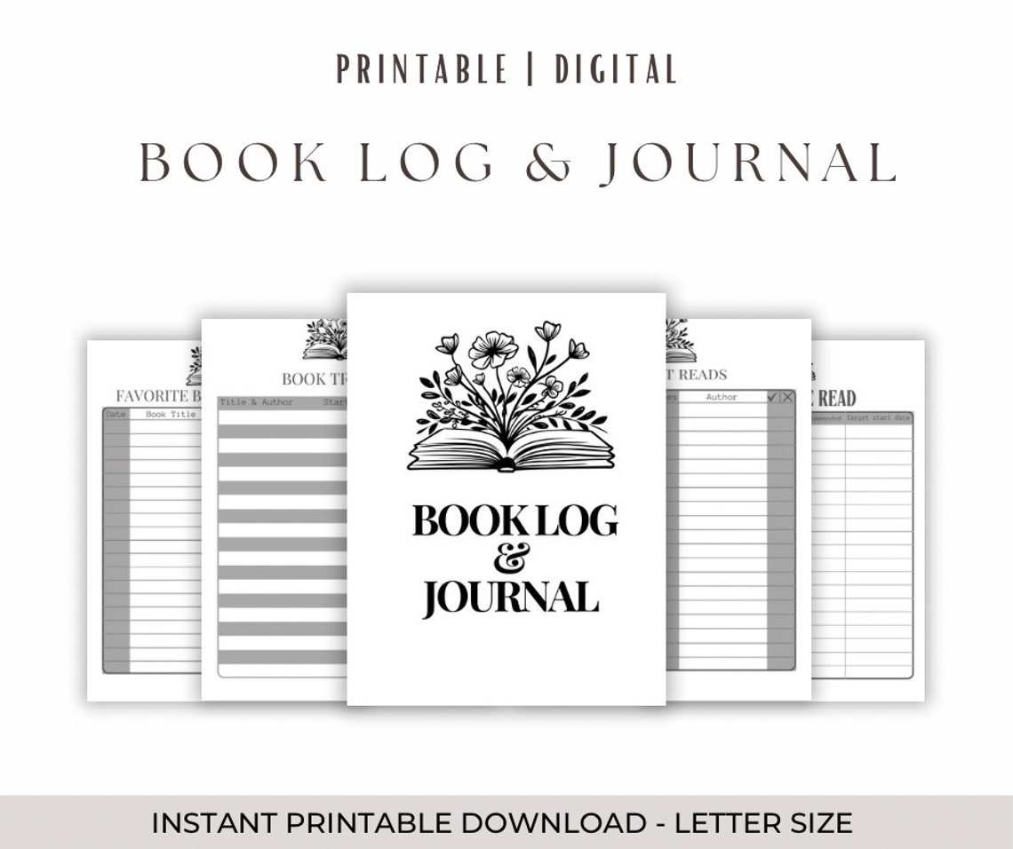 Printable Book Tracker and Reading Journal | Book Log and Reading List ...