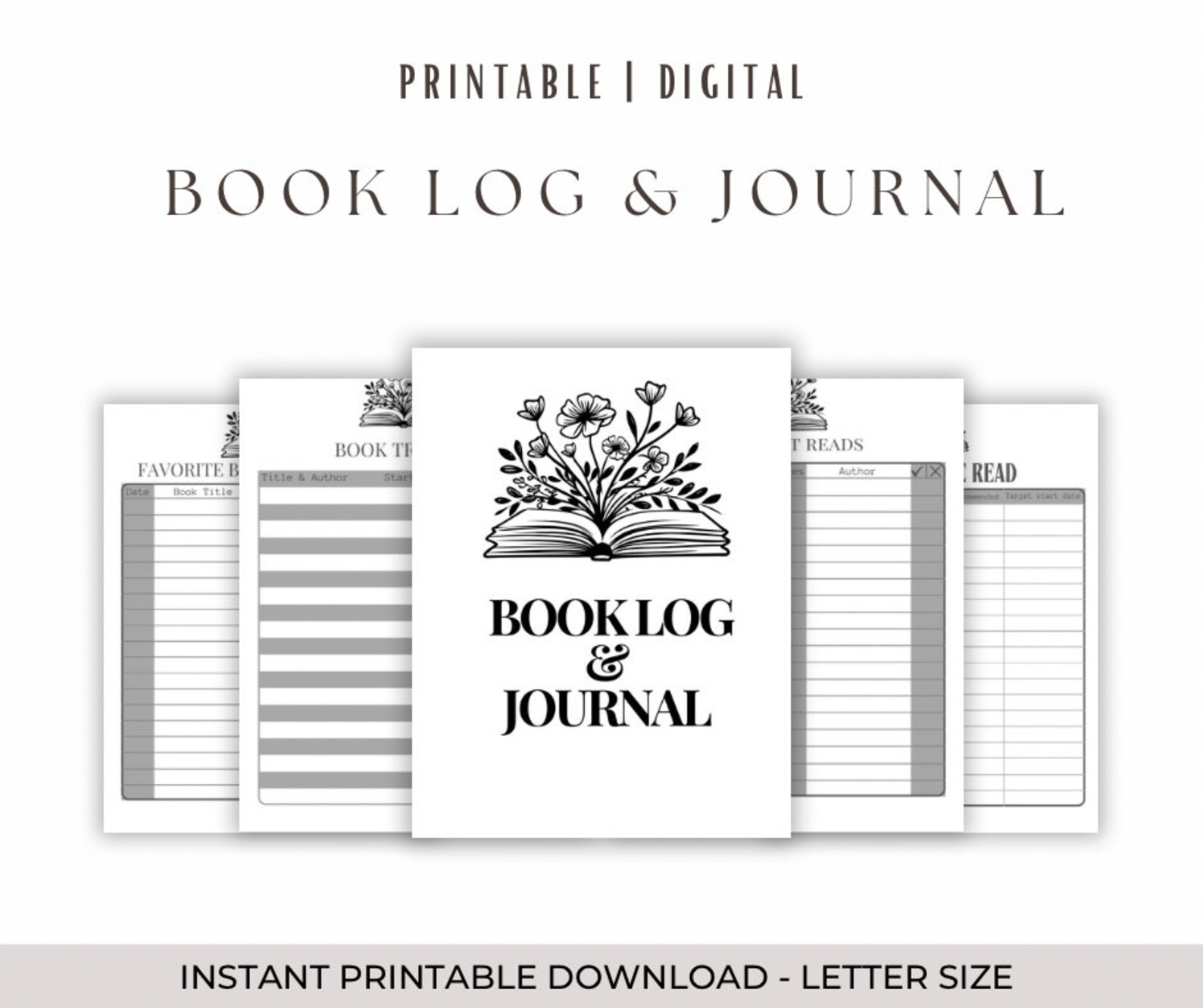 Printable Book Tracker: Reading Log and Journal (PDF Download) - Etsy