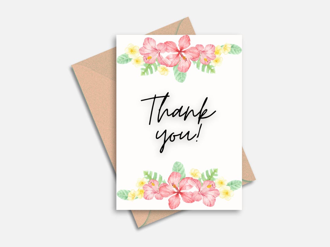 Tropical Theme Thank You Card Printable PDF - Etsy