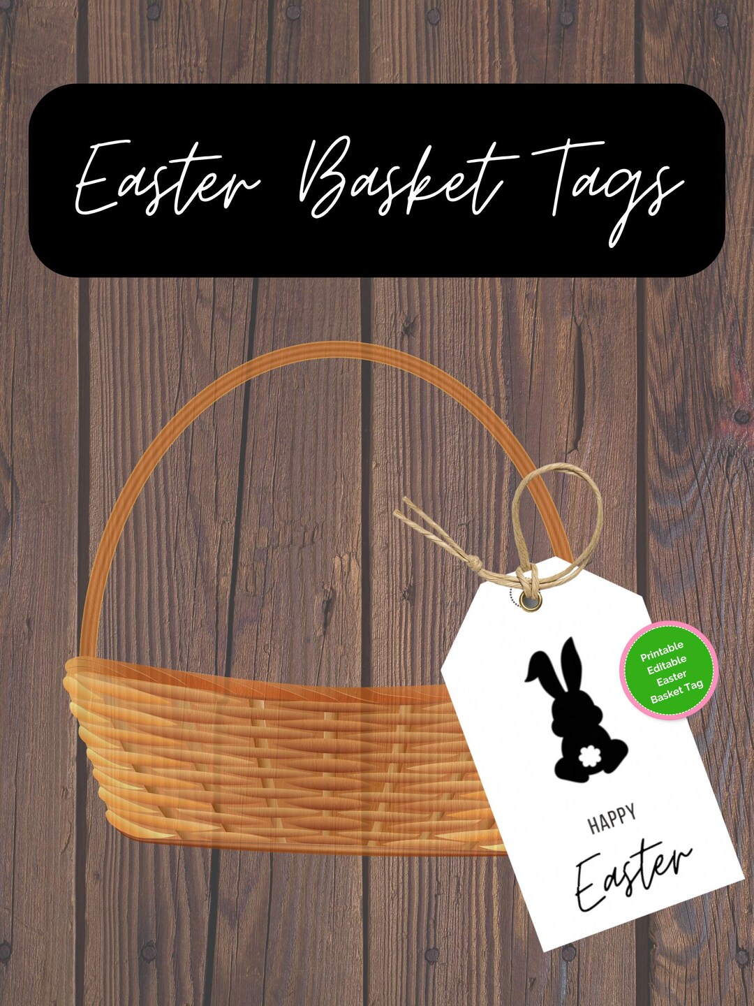 Easter Basket Tags – Printable Set (color and Black and White) | 9 per ...