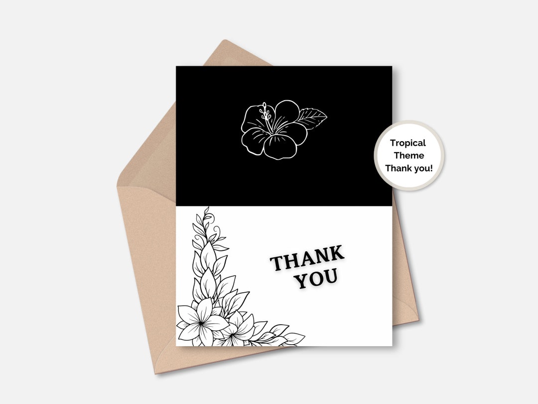 Tropical Theme Thank You Card Printable PDF - Etsy