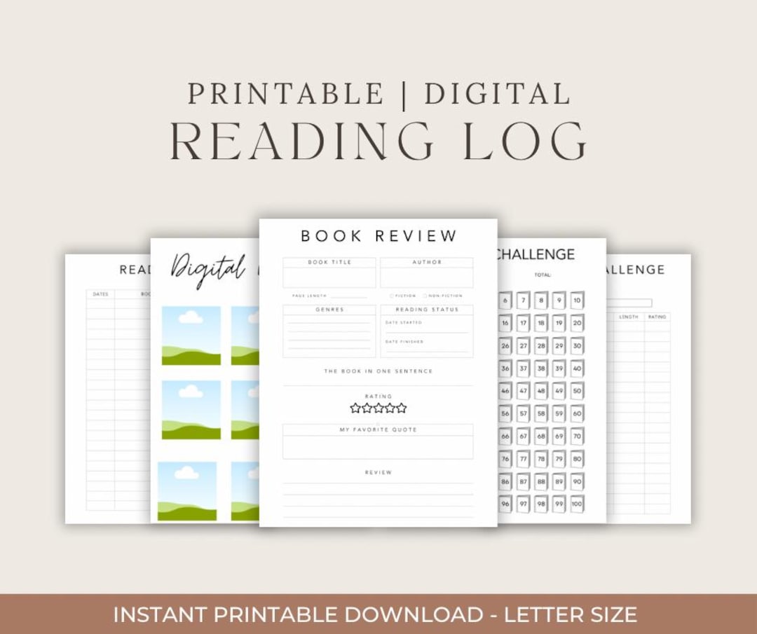 Printable Book Tracker and Reading Journal | Book Log and Reading List ...