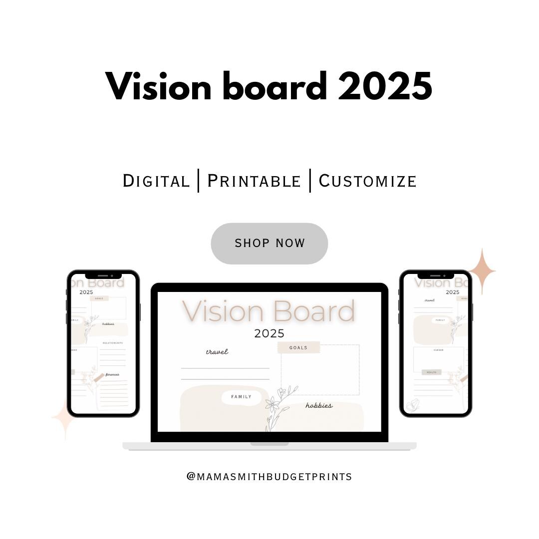 Customizable Digital Vision Board Printable for 2025 | Canva Editable ...