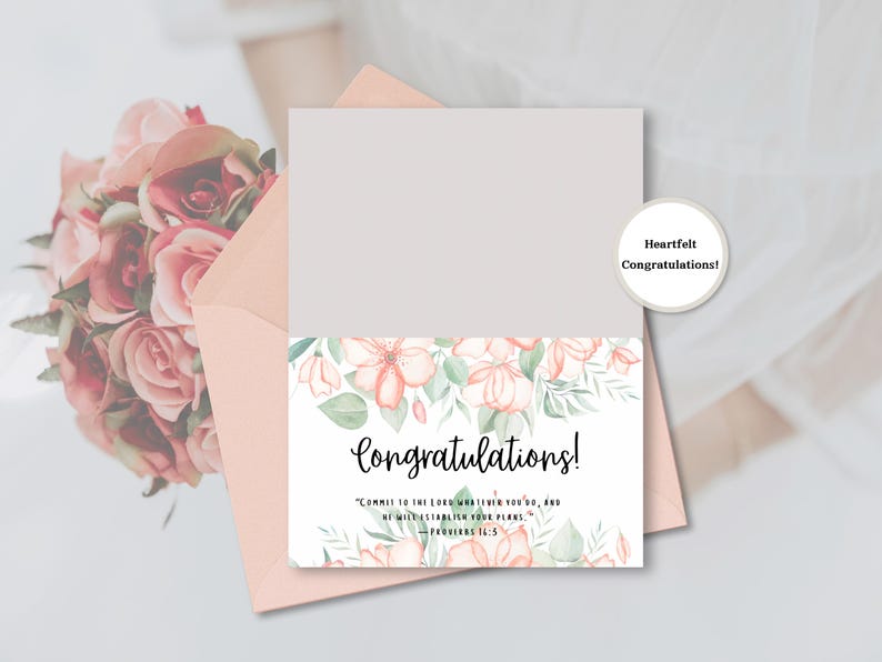 Congratulations Card With Bible Verse Proverbs 16:3 Religious Printable ...