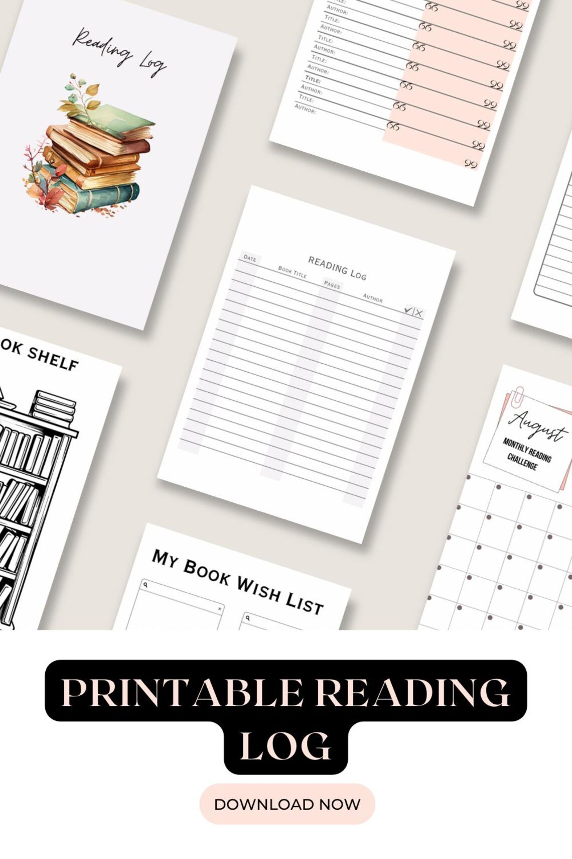 Printable Book Tracker and Reading Journal Book Log and Reading List ...