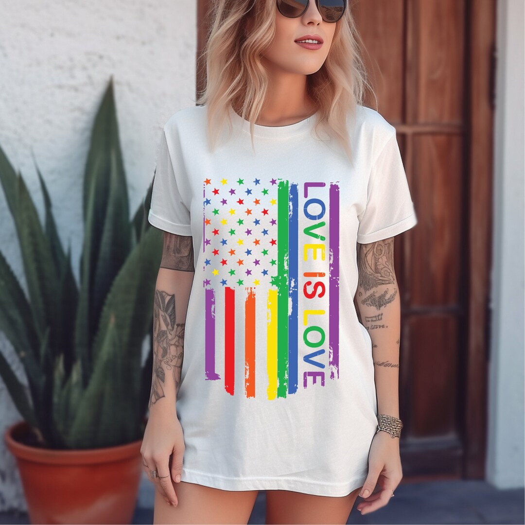 Comfort Colors Love is Love American Rainbow Flag Shirt Shirt, Pride ...