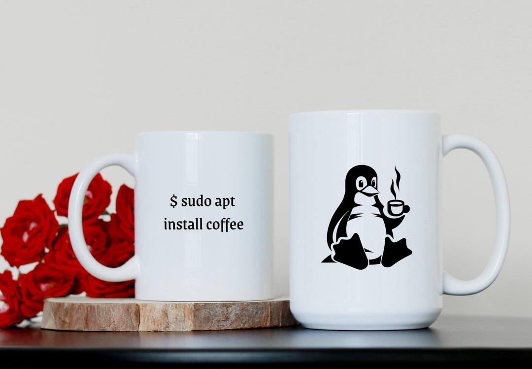 Geeky Penguin Coffee Mug: Linux Apt Install Command Line Humor ...