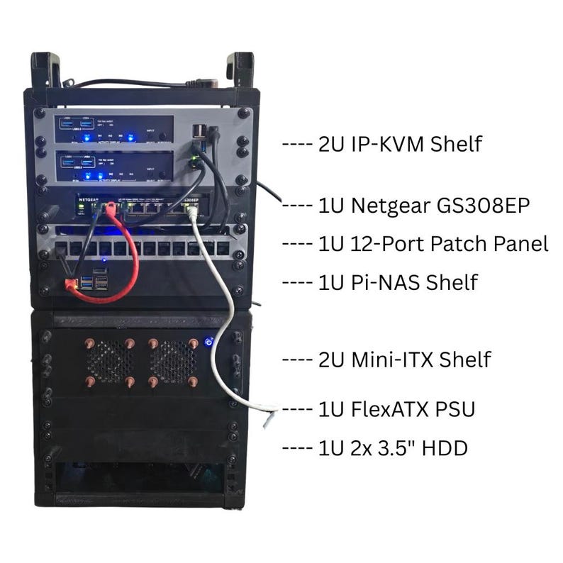 1U Pi-nas Shelf – 10" Mini Rack for Raspberry Pi 5, Radxa SATA, 4x SSD ...