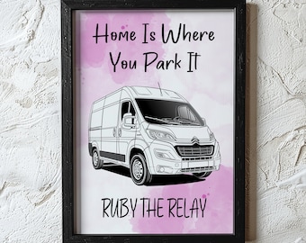 Customisable VW Transporter T2 Camper Van Decor Personalised Wall Art ...