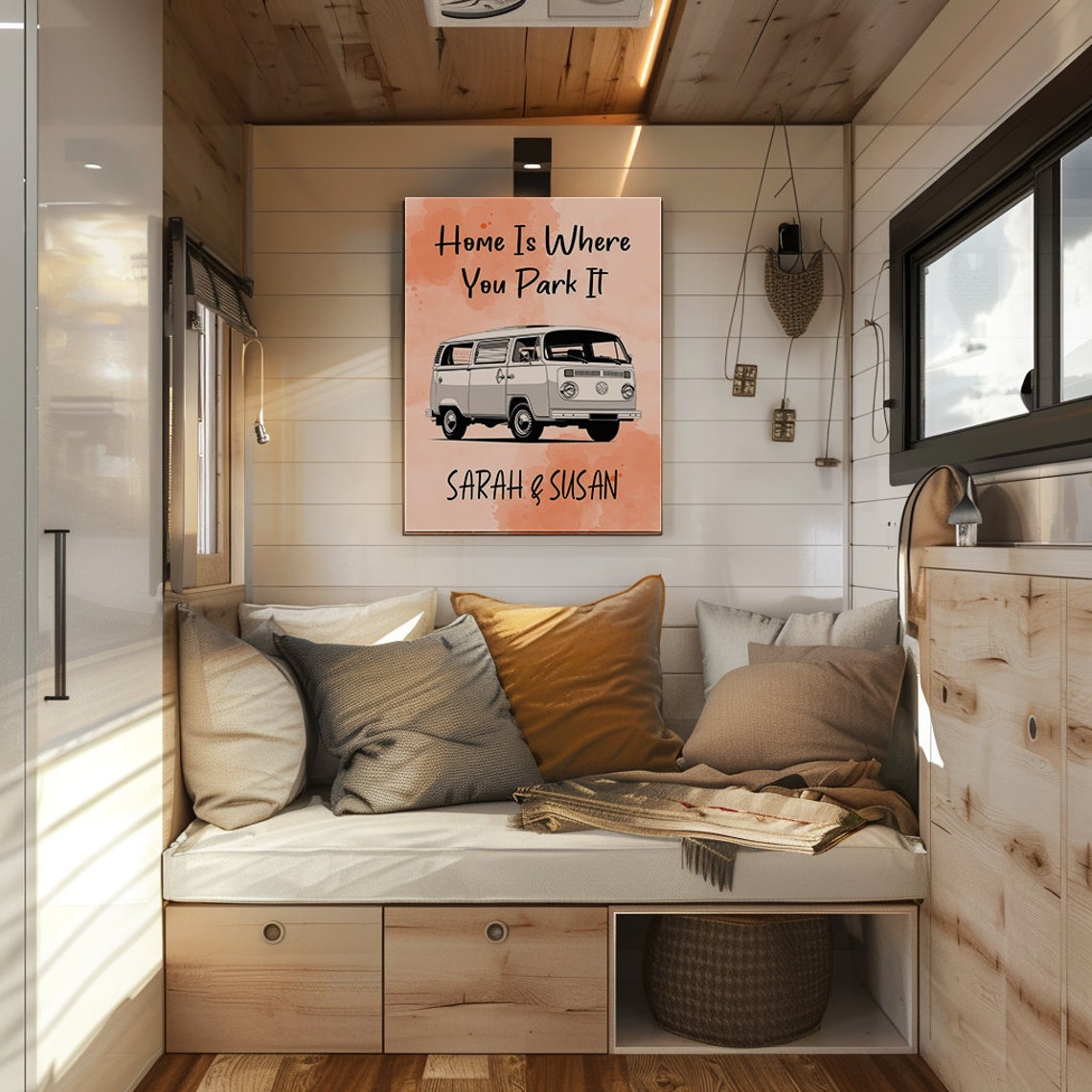 Customisable VW Transporter T2 Camper Van Decor - Personalised Wall Art ...