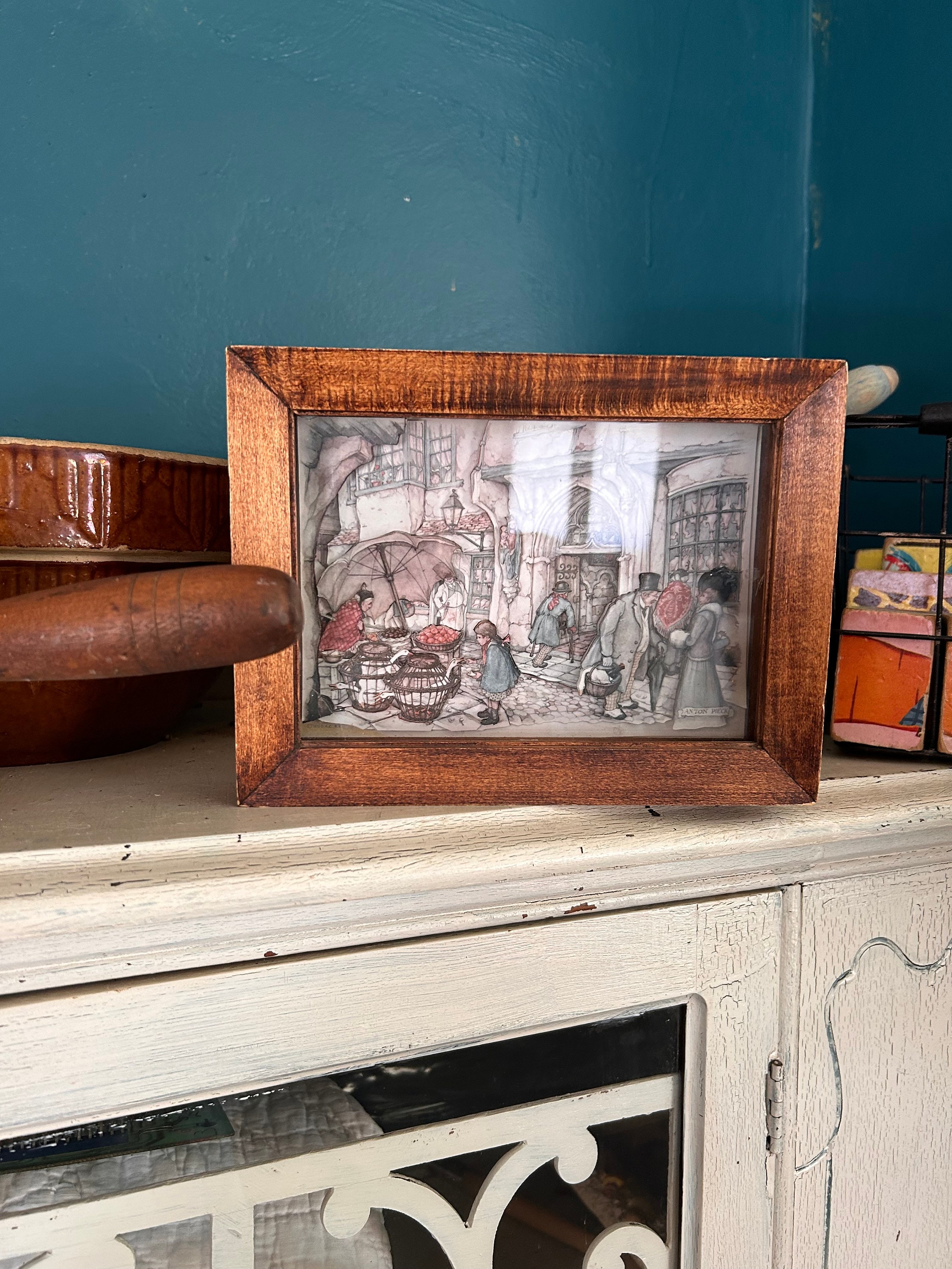 Vintage Anton Pieck 1960's Market Scene Shadow Box 3D Tole Paper Art - Etsy
