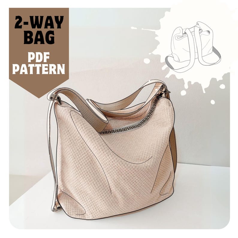 Bag Sewing Pattern Tutorial for a Two Way Bag/ DIY Project 2 in 1 Bag ...