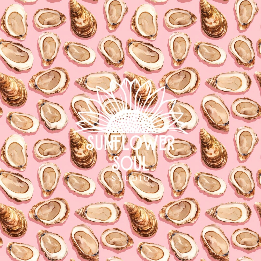 Seamless Pattern Oysters Pink Background | Repeat File Digital Paper ...