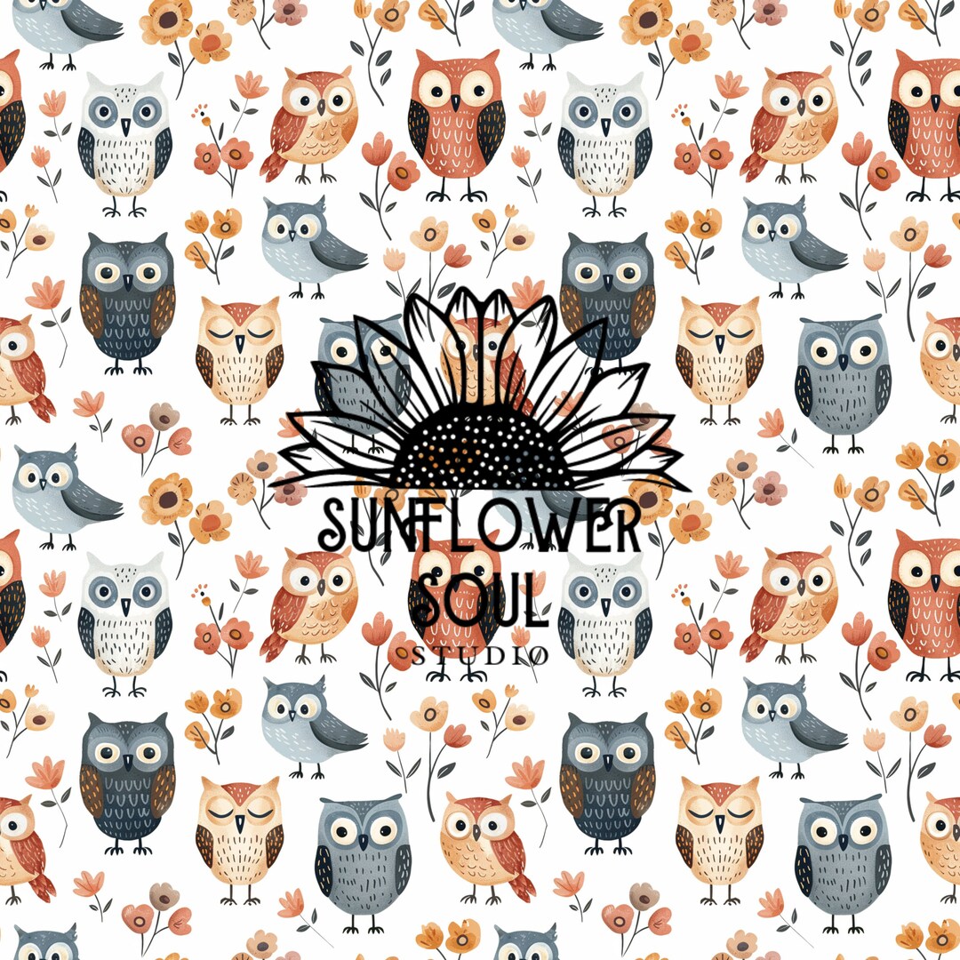 Seamless Repeat Pattern Cute Owls Digital Paper Scrapbook Owl Bird ...