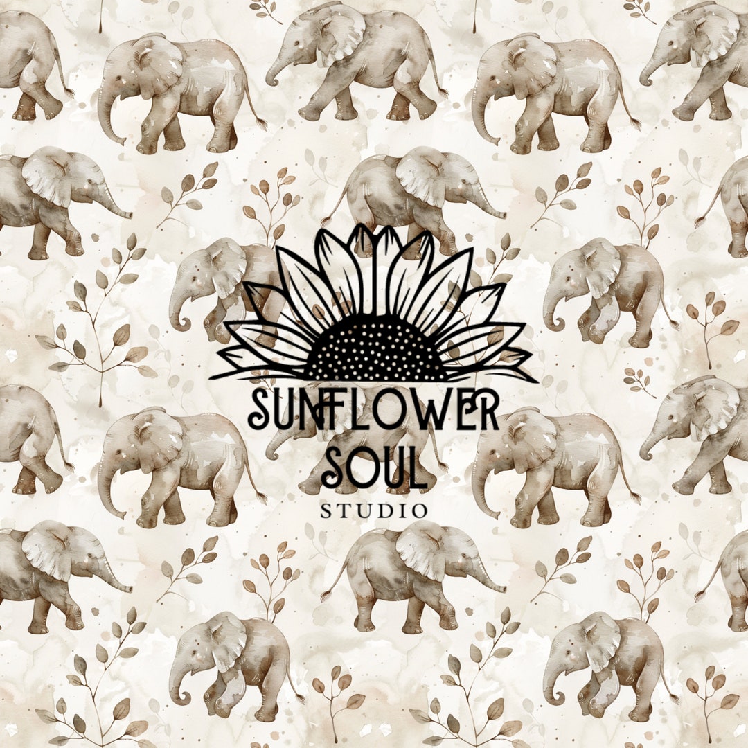 Seamless Repeat Pattern Cute Elephants | Digital Paper Scrapbook ...