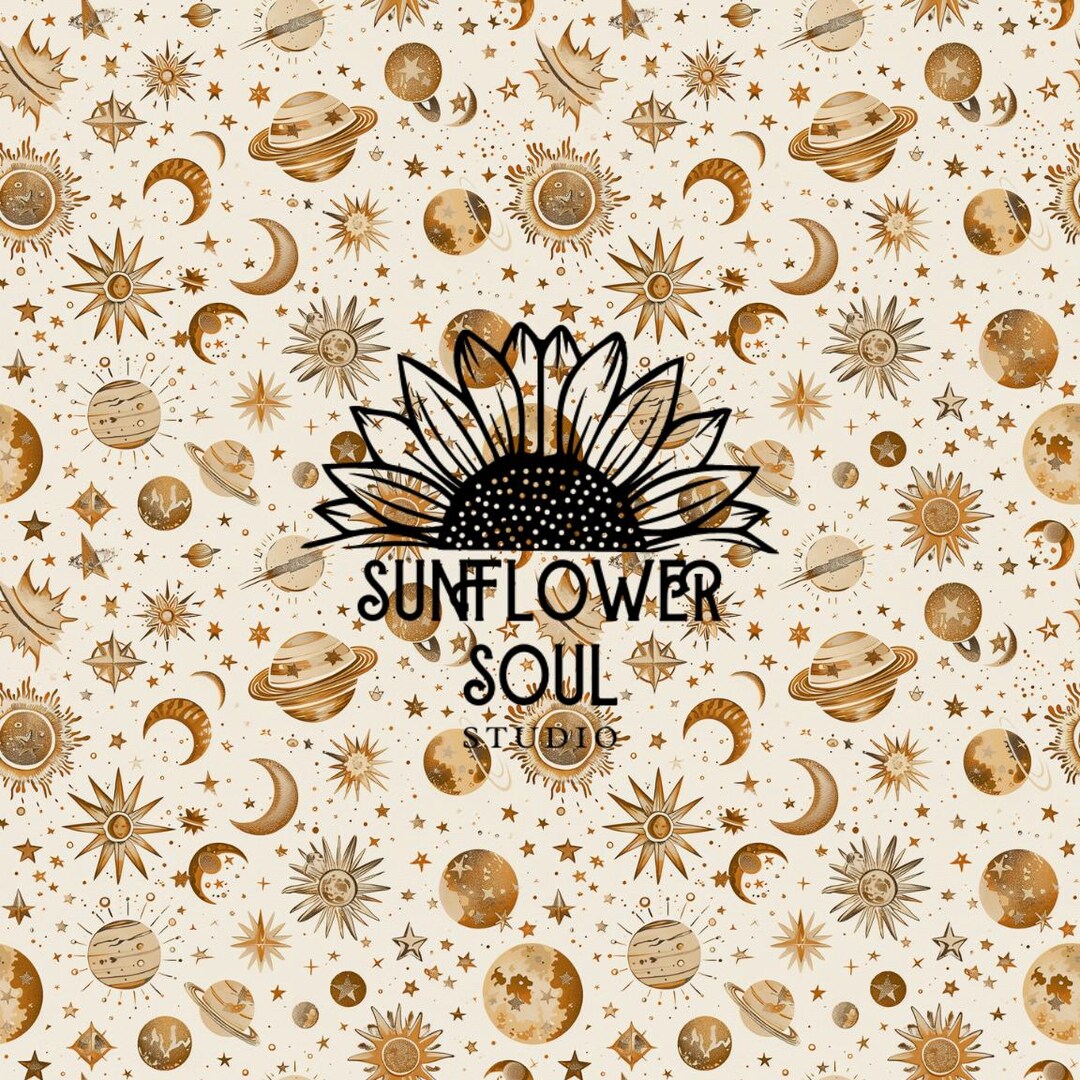 Seamless Repeat Pattern Moon Sun Planets | Digital Paper Scrapbook ...