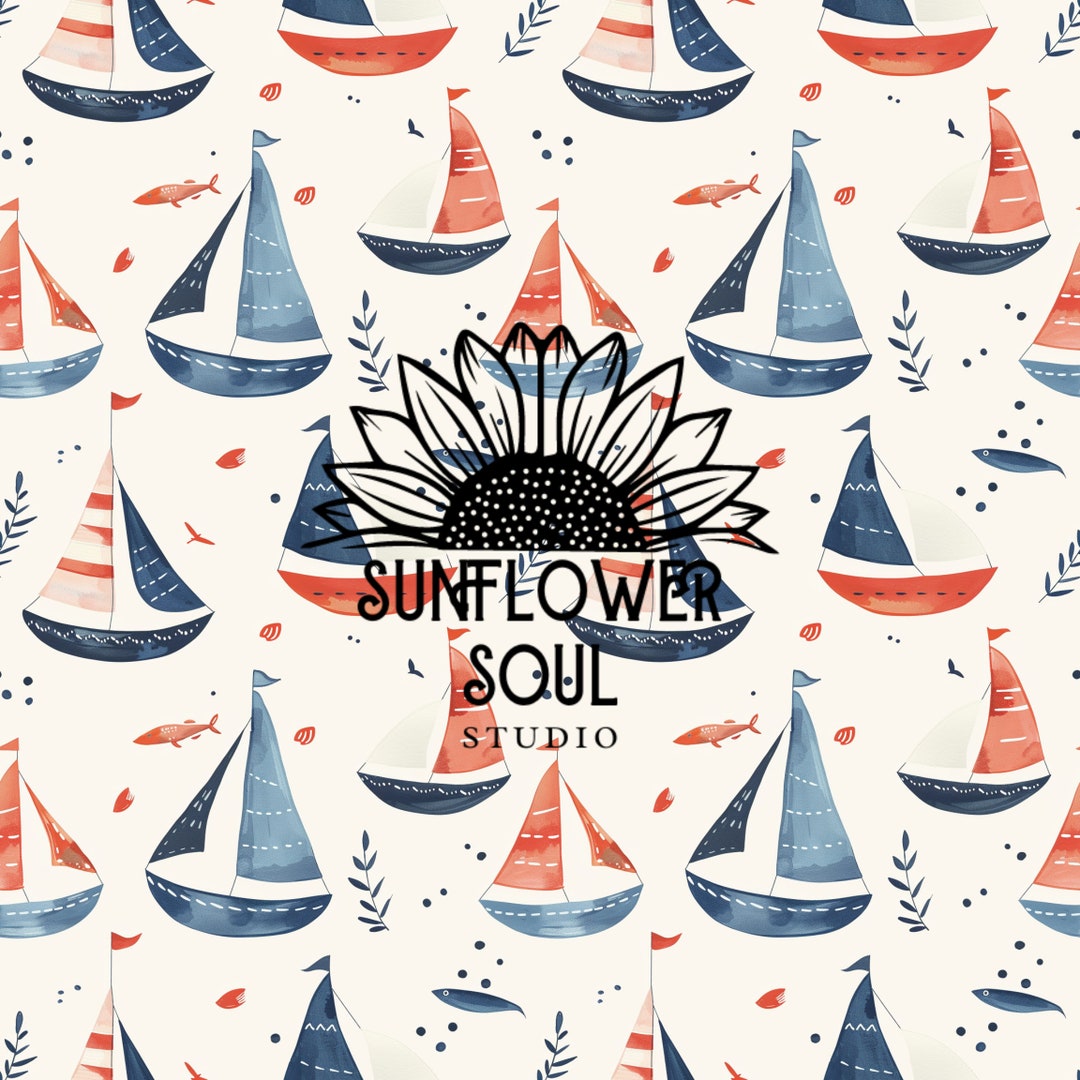 Seamless Repeat Pattern Boats Children Digital Paper Scrapbook Sailboat ...