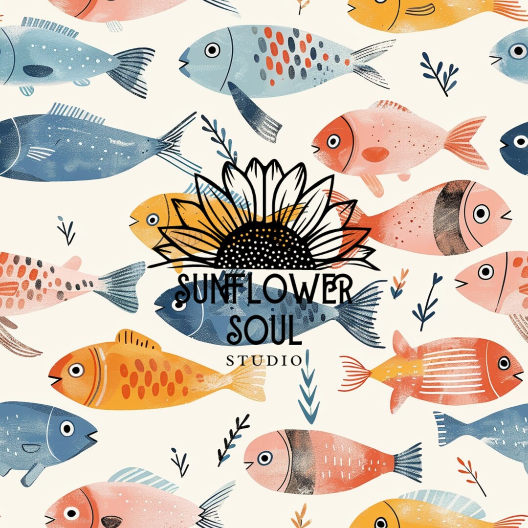 Seamless Repeat Pattern Cute Fish | Digital Paper Scrapbook ...