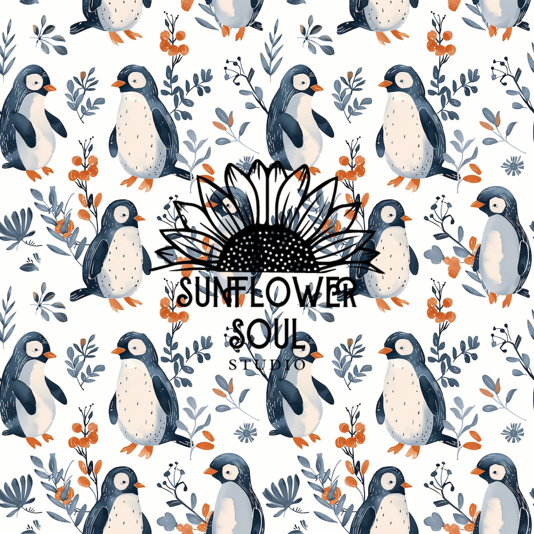 Seamless Repeat Pattern Cute Penguin Digital Paper Scrapbook Penguins ...