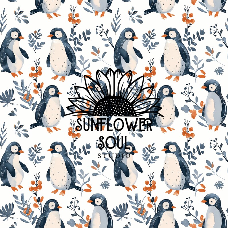 Seamless Repeat Pattern Cute Penguin Digital Paper Scrapbook Penguins ...