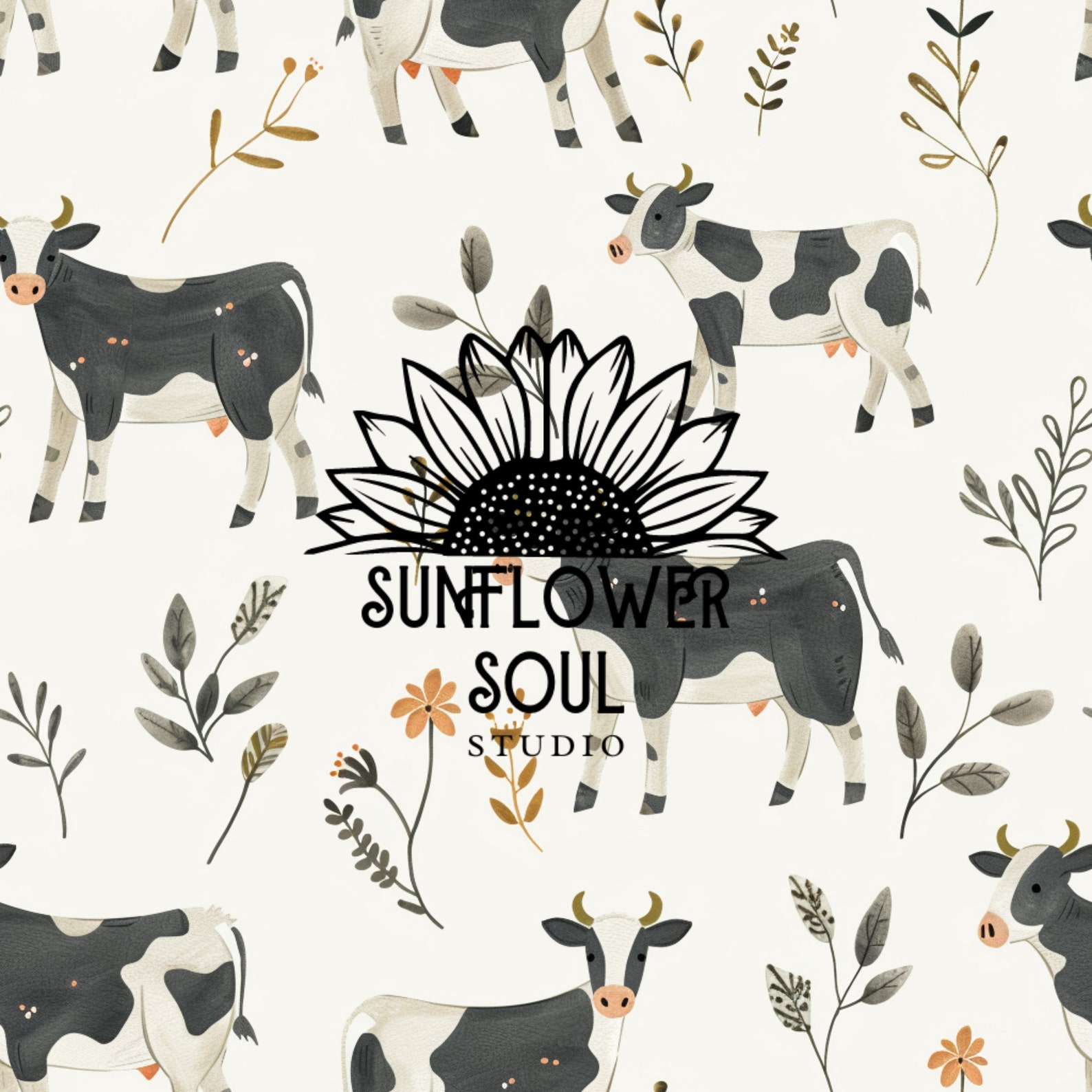 Seamless Repeat Pattern Cute Cows Calves | Digital Paper Scrapbook ...