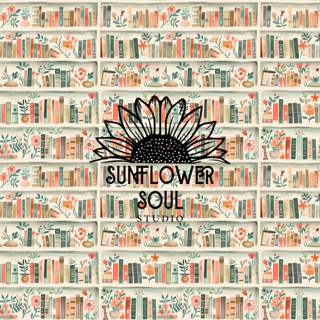 Seamless Repeat Pattern Vintage Books and Flowers Digital Paper ...