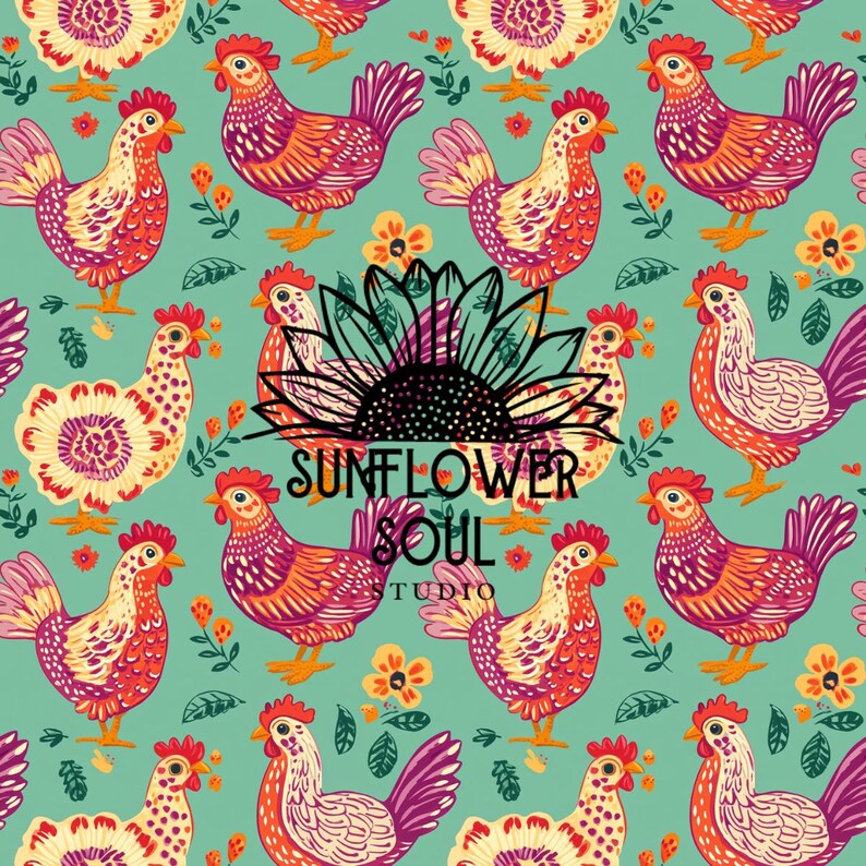 Boho Farmhouse Creatures Seamless Design | Sweet Chickens and Hens ...