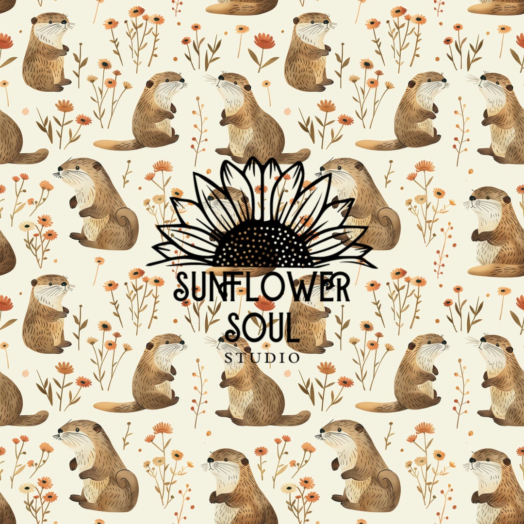 Seamless Repeat Pattern Cute Otters Digital Paper Scrapbook Sweet ...